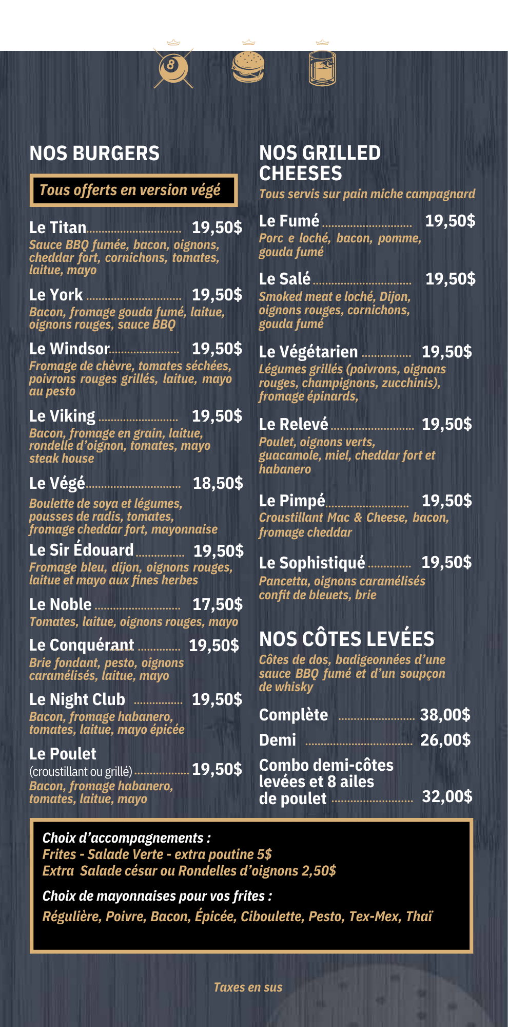 Menu à la carte - Liverpool